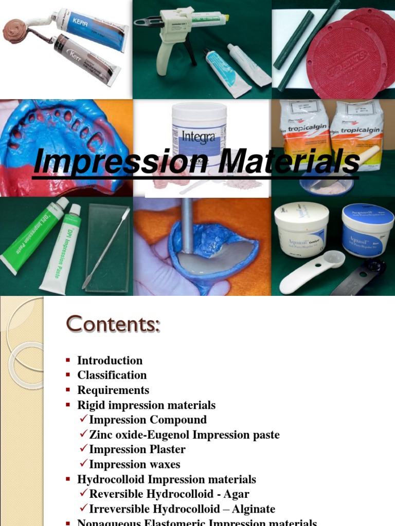 Impression Materials | PDF | Physical Chemistry | Chemistry
