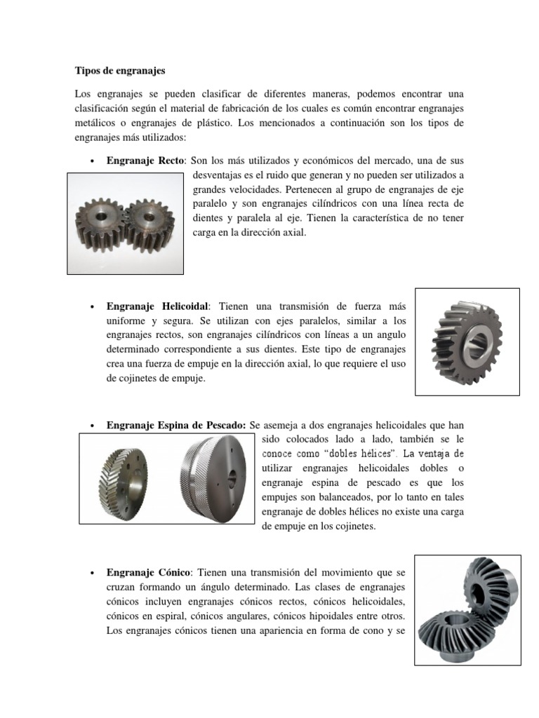Tipos de Engranajes | PDF | Engranaje | Cinemática