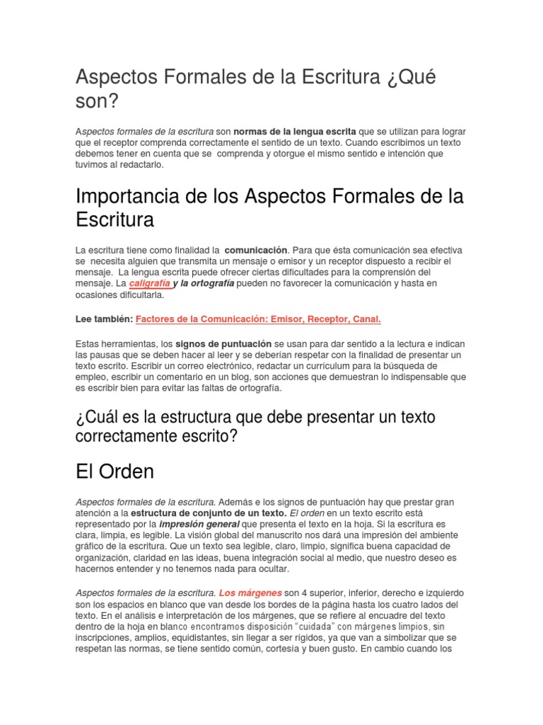Aspectos Formales de La Escritura | PDF | Coma | Puntuación