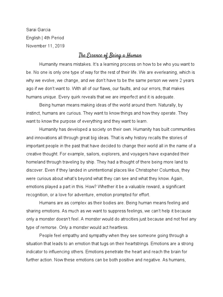 What Does It Mean To Be Human | PDF | Human | Emotions