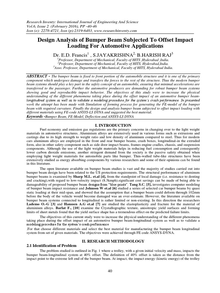 Design Analysis and Material Selection of Automotive Bumper Beams ...
