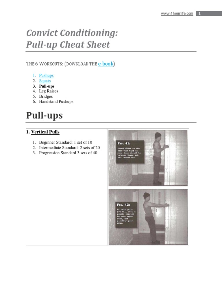 The Convict Conditioning Cheat Sheet Pull Ups PDF | PDF