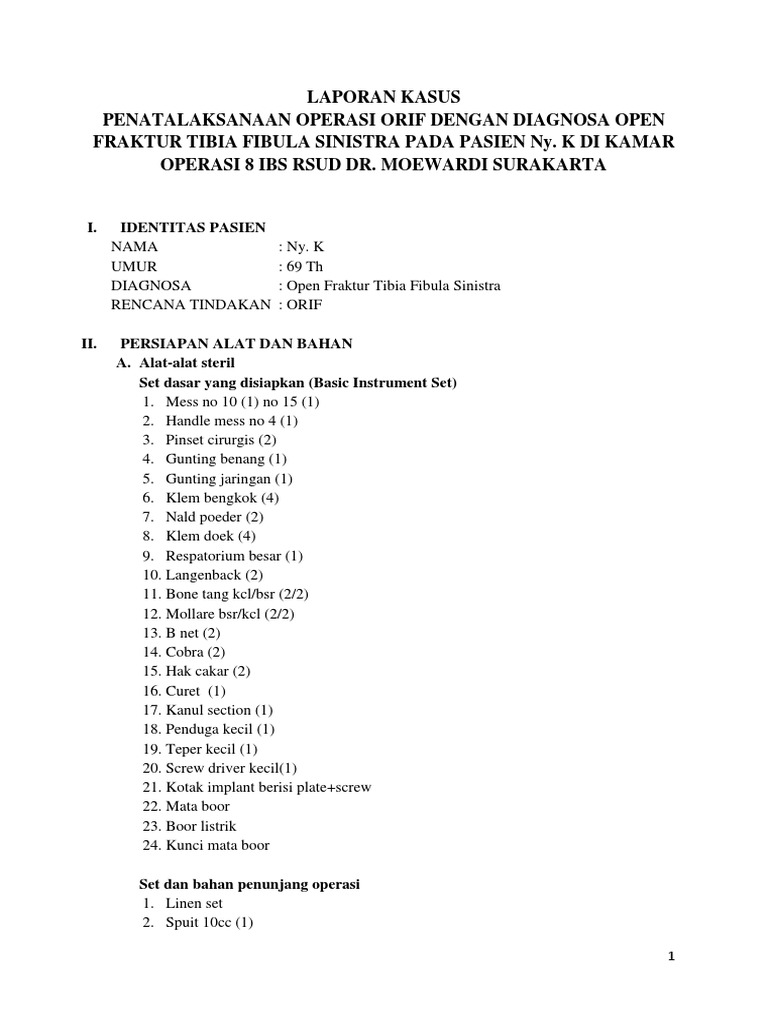 ORIF Fraktur Tibia Fibula di RSUD Moewardi | PDF