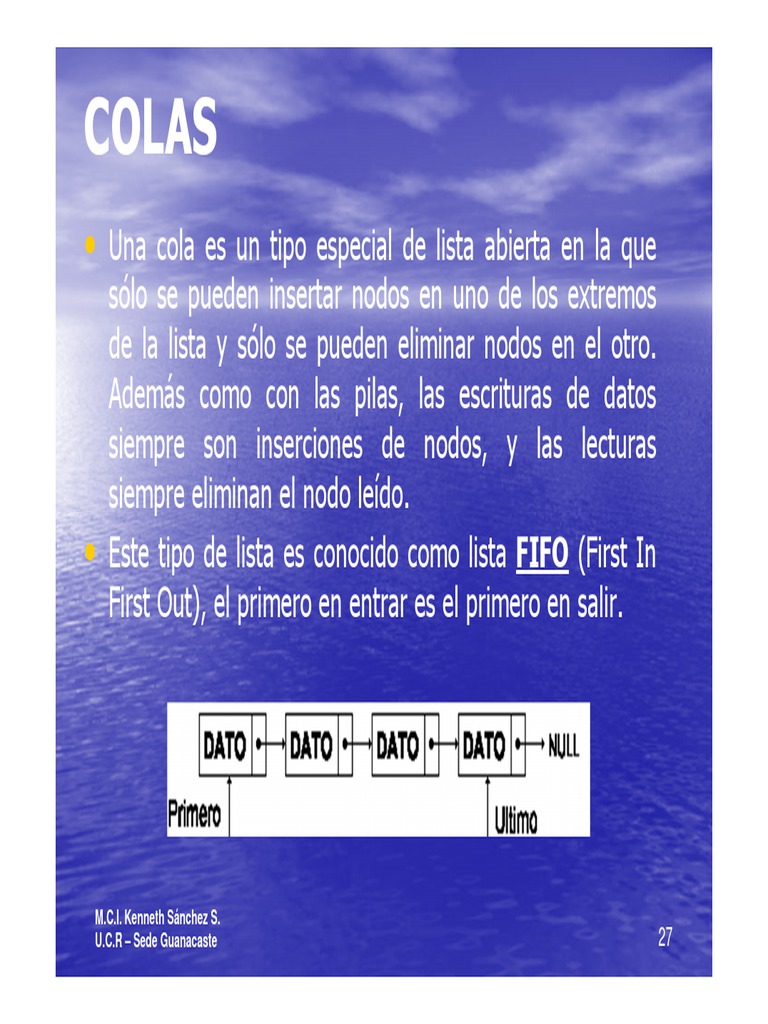 Estructuras de Datos Colas y Pilas | PDF | Cola (tipo de datos ...