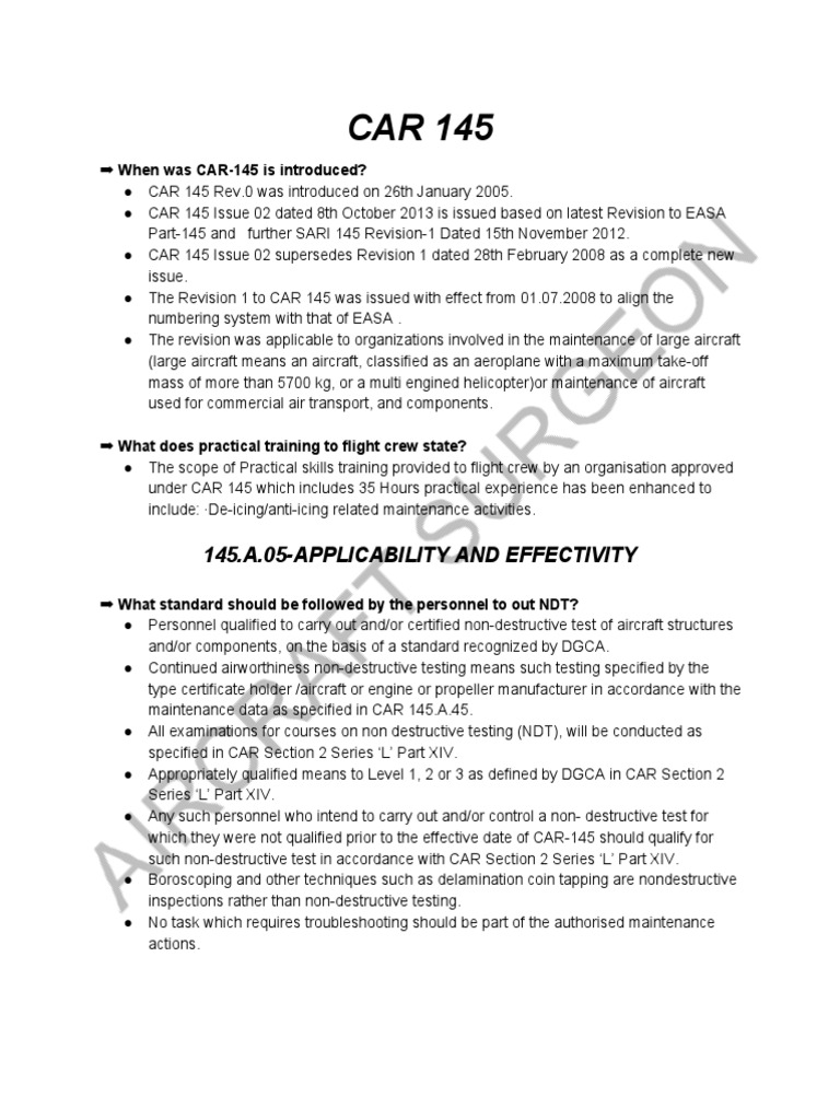 CAR 145 Organization Maintenance Guidelines | PDF | Nondestructive ...
