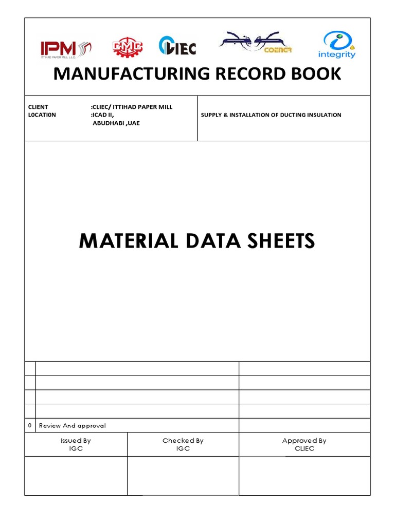 Manufacturing Record Book for Insulation | PDF | Technology & Engineering