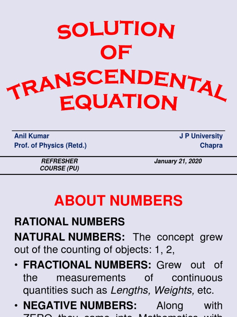 Transcendental Equation | PDF | Numbers | Equations