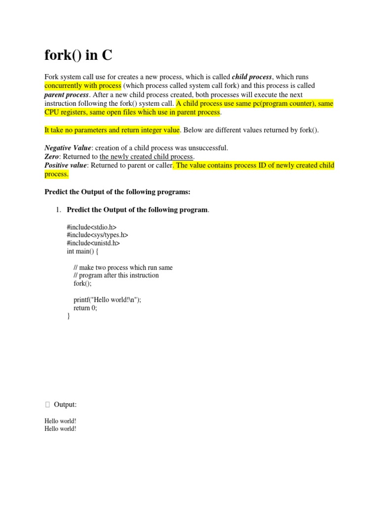 Fork Lecture | PDF | Process (Computing) | Computer Programming
