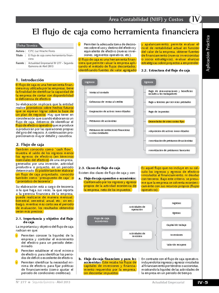 El Flujo de Caja Como Herramienta Financiera PDF | PDF | Flujo de efectivo | Presupuesto
