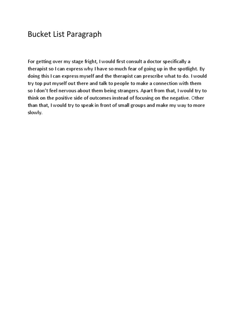 Bucket List Paragraph | PDF