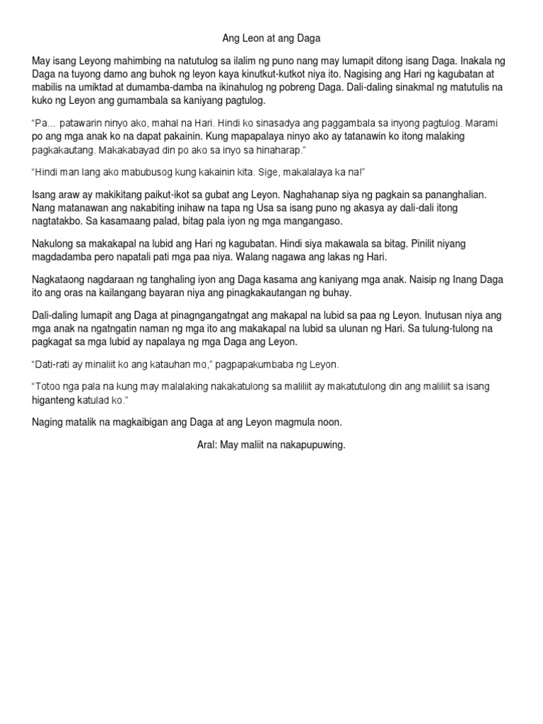 Ang Leon at Ang Daga | PDF
