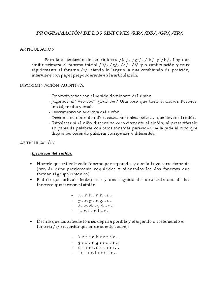 Articulación de Sinfones /GR/ y /DR/ | PDF | Sílaba | Vocal