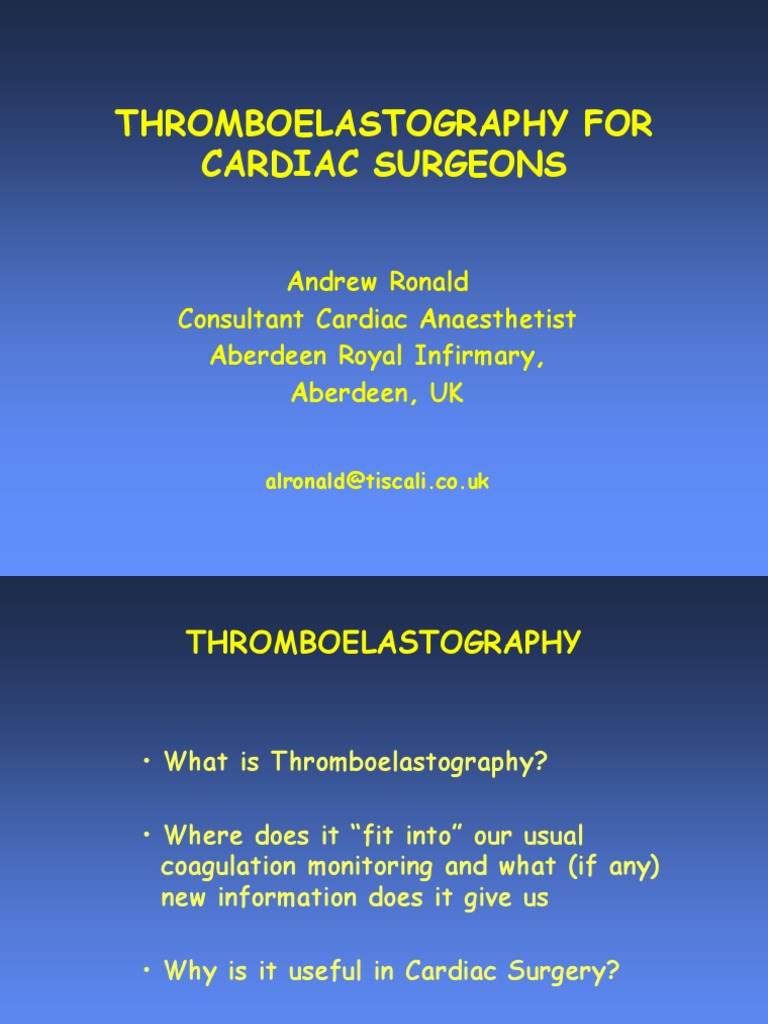 Thromboelastography in Cardiac Surgery | PDF | Coagulation | Bleeding