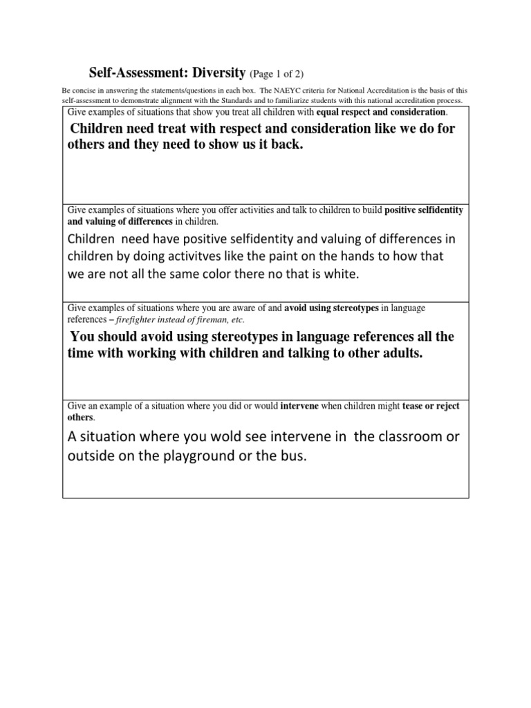Self-Assessment Diversity | PDF