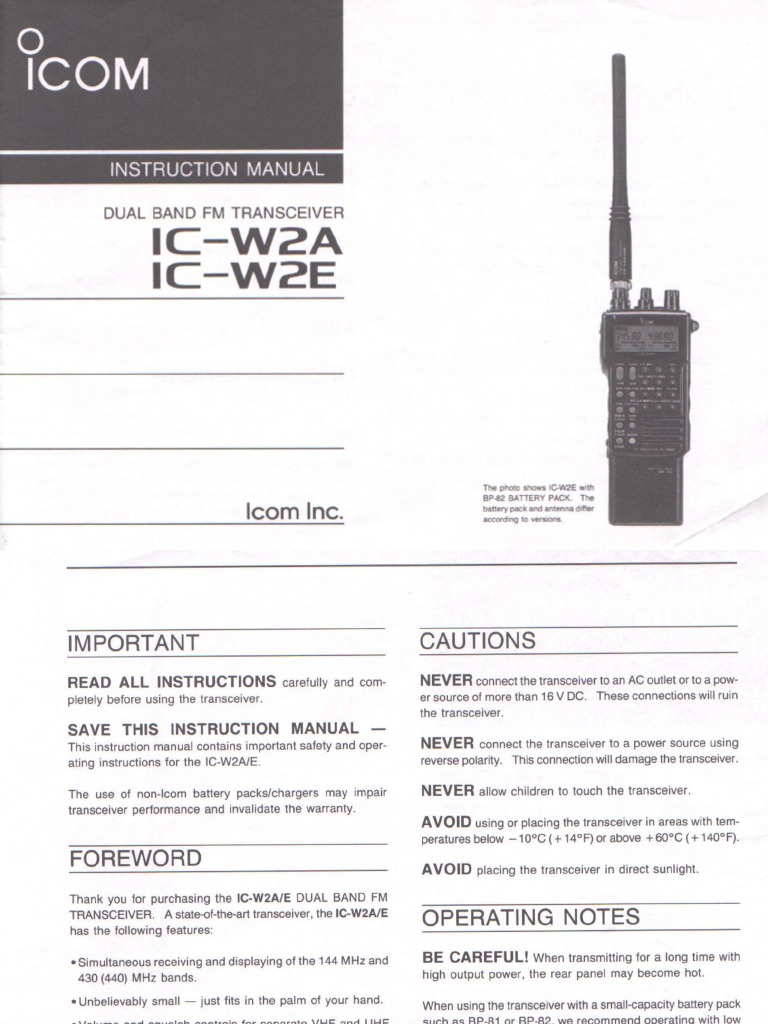 Icom IC-W2A | PDF