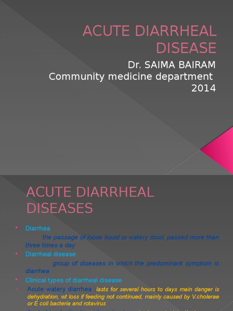 07-Acute Diarrheal Diseases (Ward Lectures) | PDF | Diarrhea | Dehydration