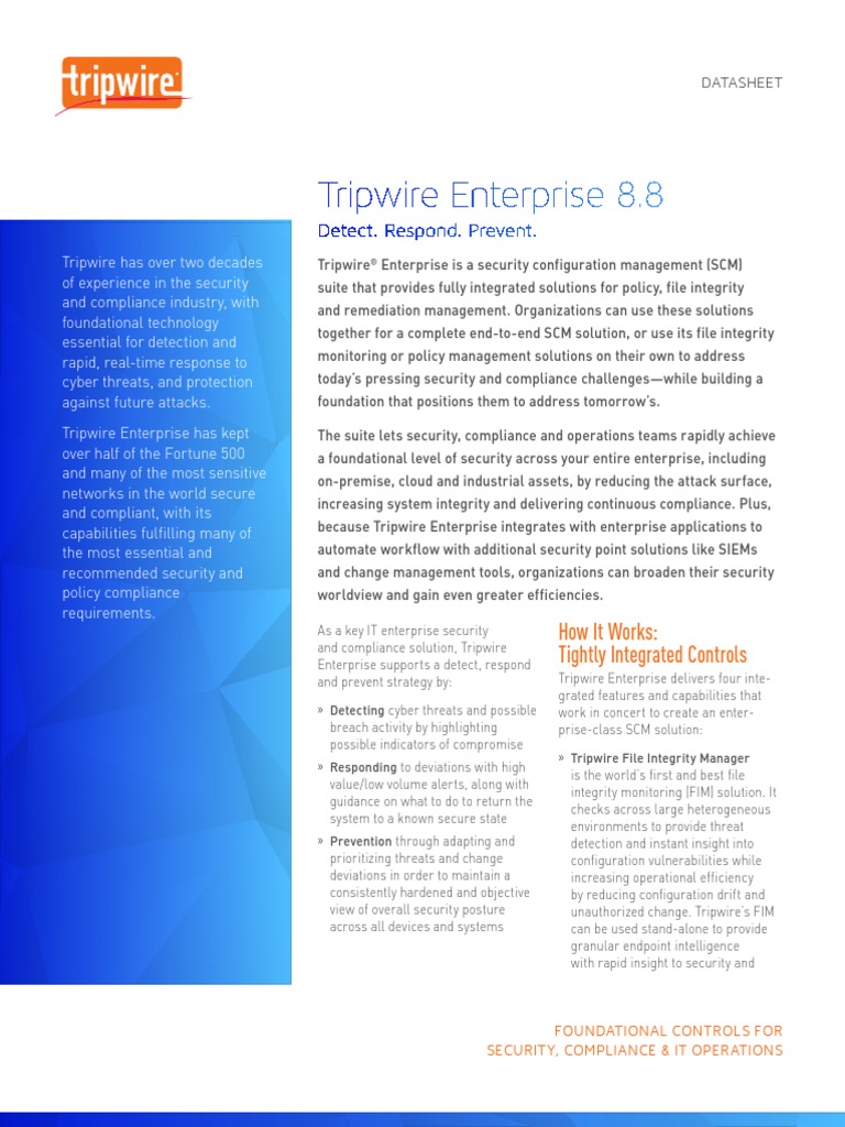 Tripwire Enterprise 87 Datasheet PDF | PDF | Computer Security | Security