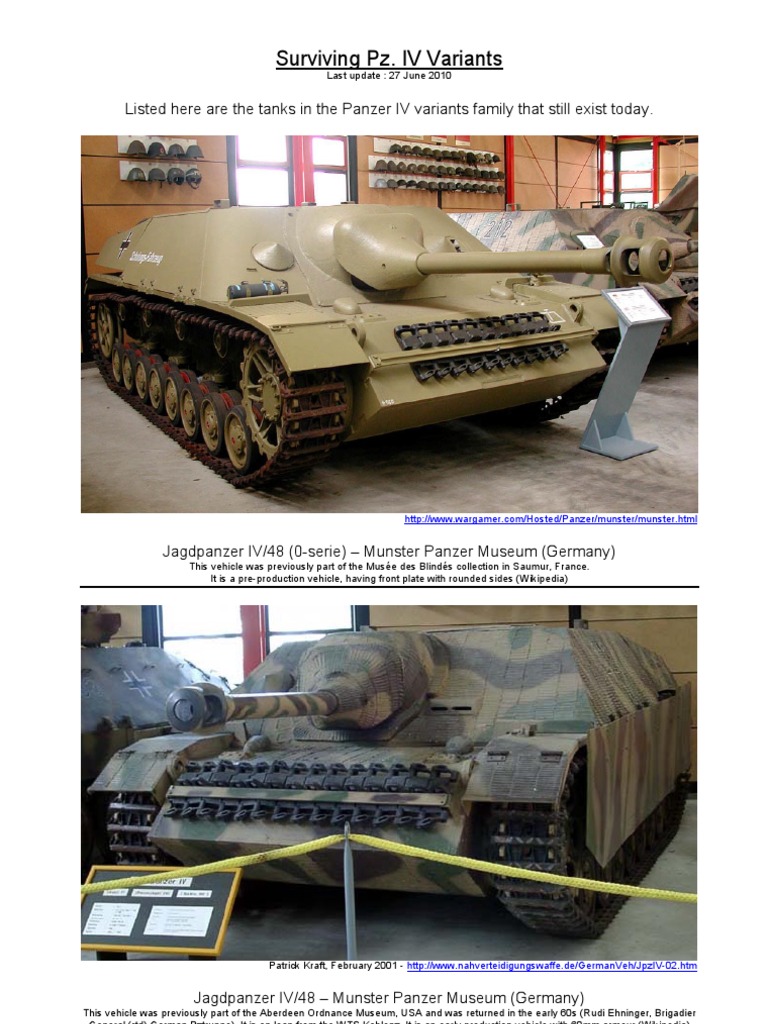 Surviving Panzer IV Variants List | PDF | Panzer Iv | Military Vehicles