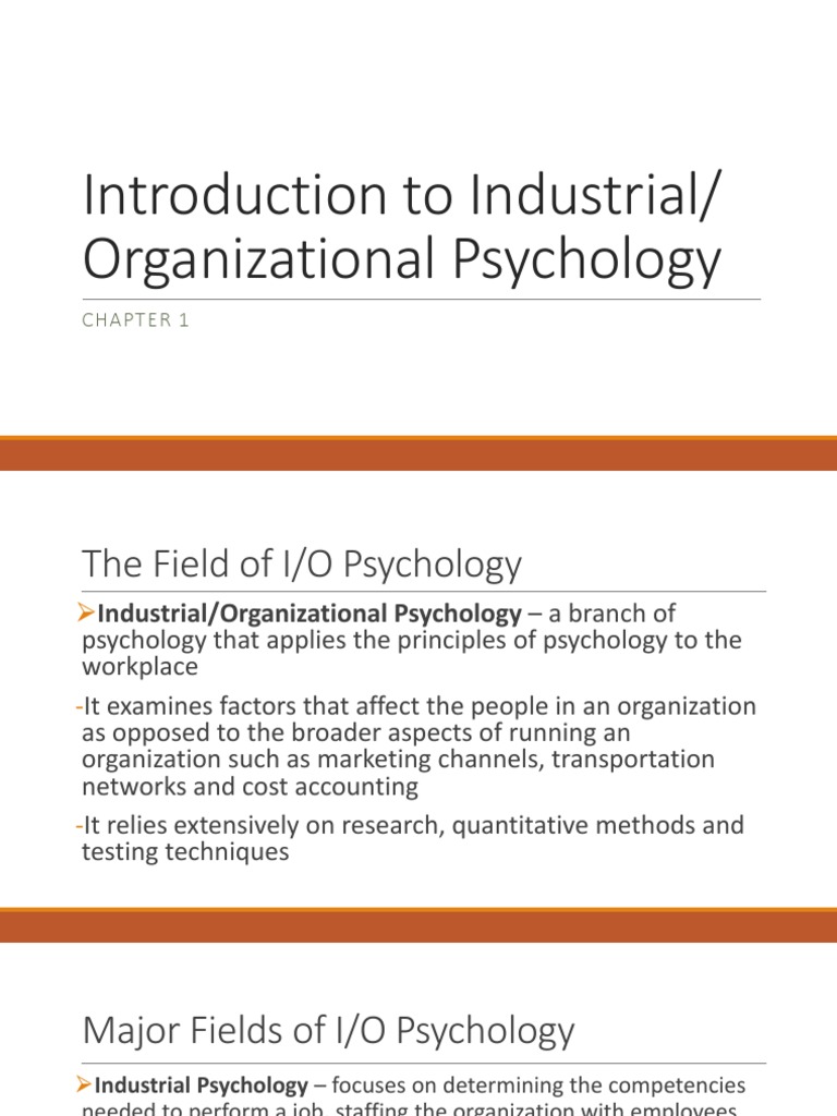 Chapter 1 Introduction To Industrial Psychology | PDF | Industrial And ...