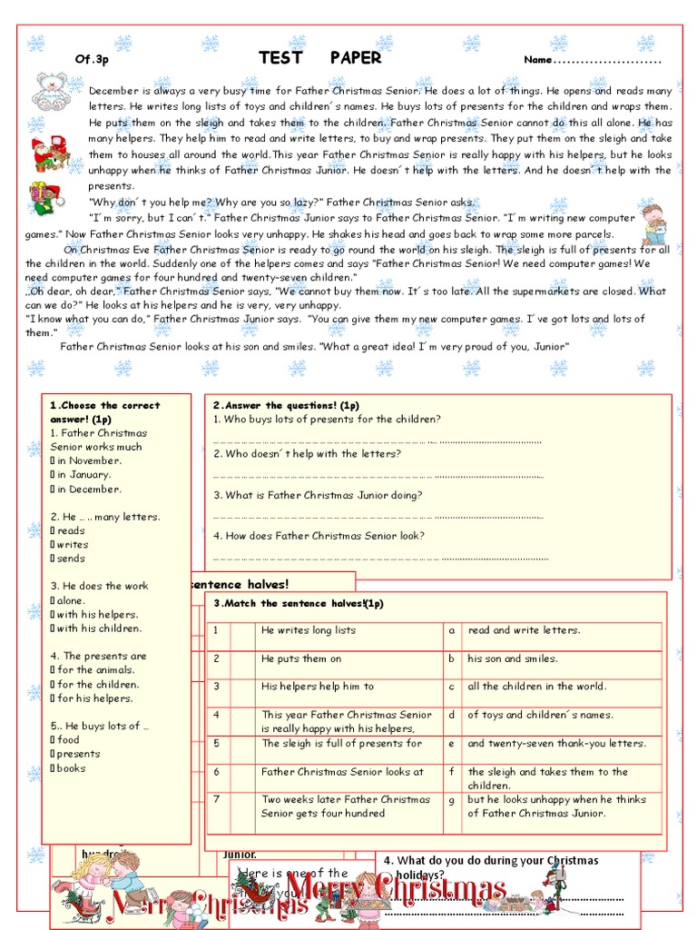 Father Christmas in Trouble Key Included Reading Comprehension ...