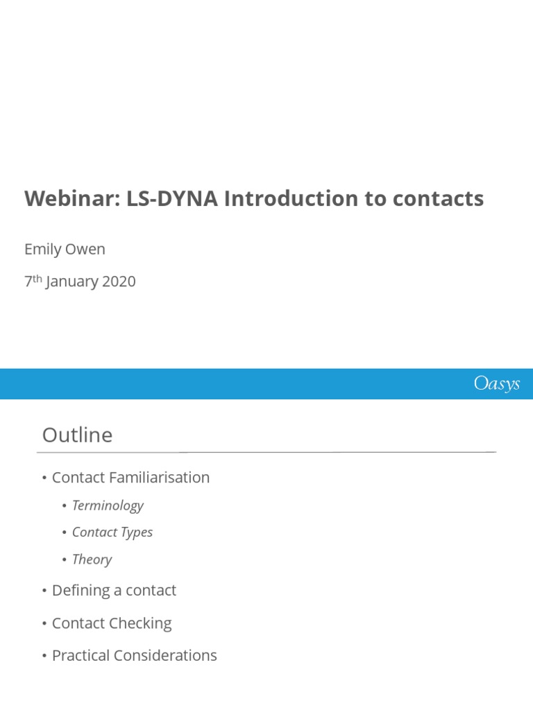 Introduction to LS-DYNA Contacts: Defining Contact Surfaces, Types, and ...