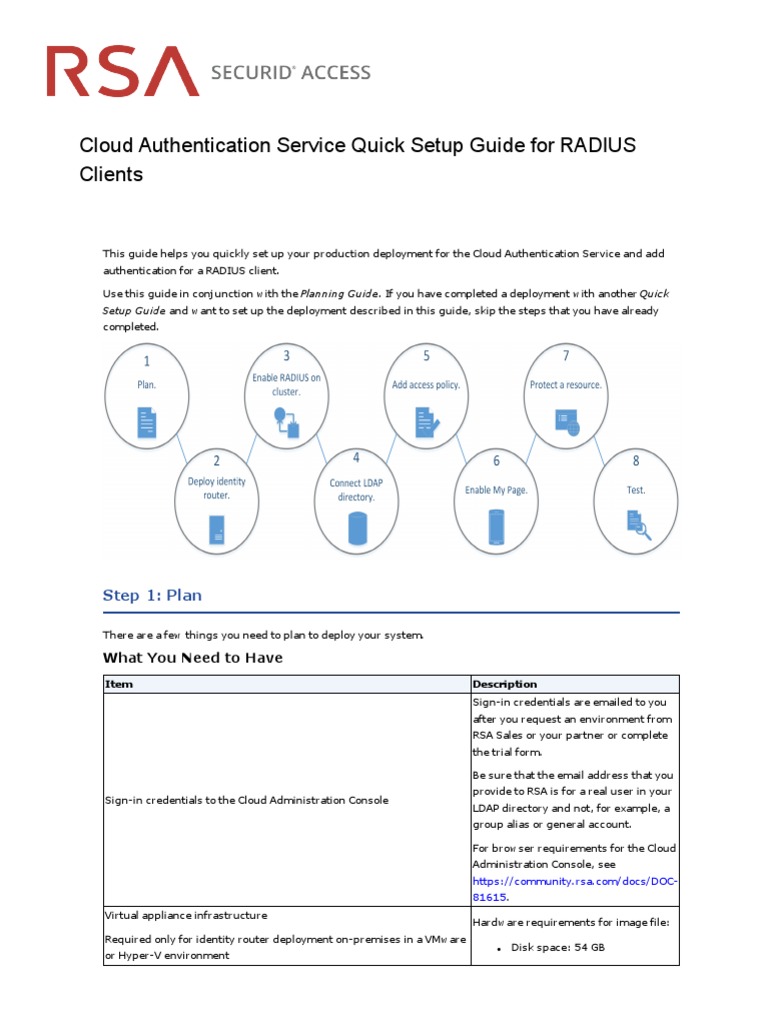 Rsa Securid Access Cloud Authentication Service Quick Setup Guide Radius Clients | PDF | Ip ...