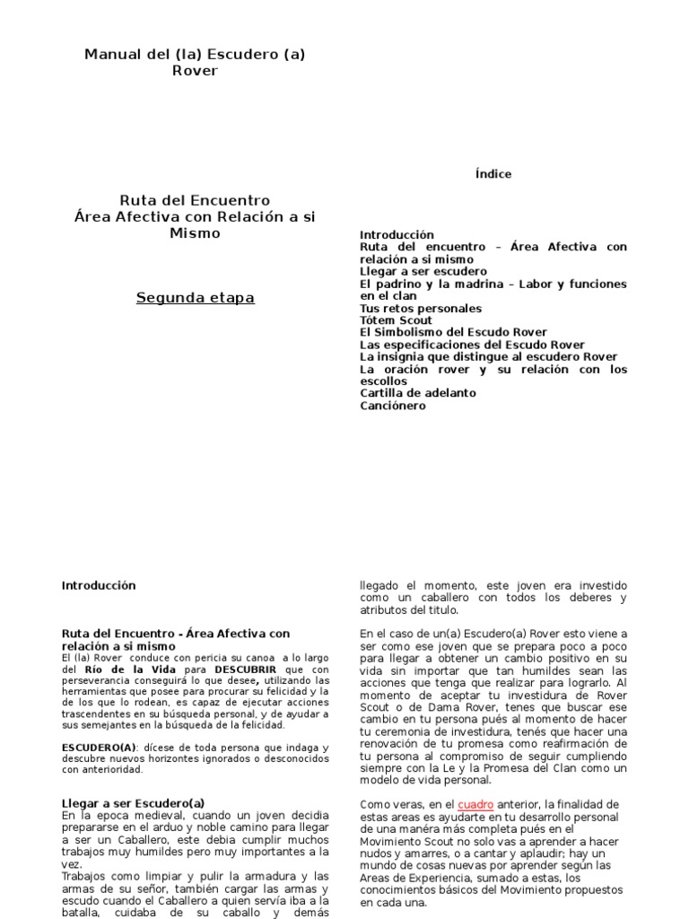 Guía del Escudero Rover: Roles y Formación | PDF | Exploración