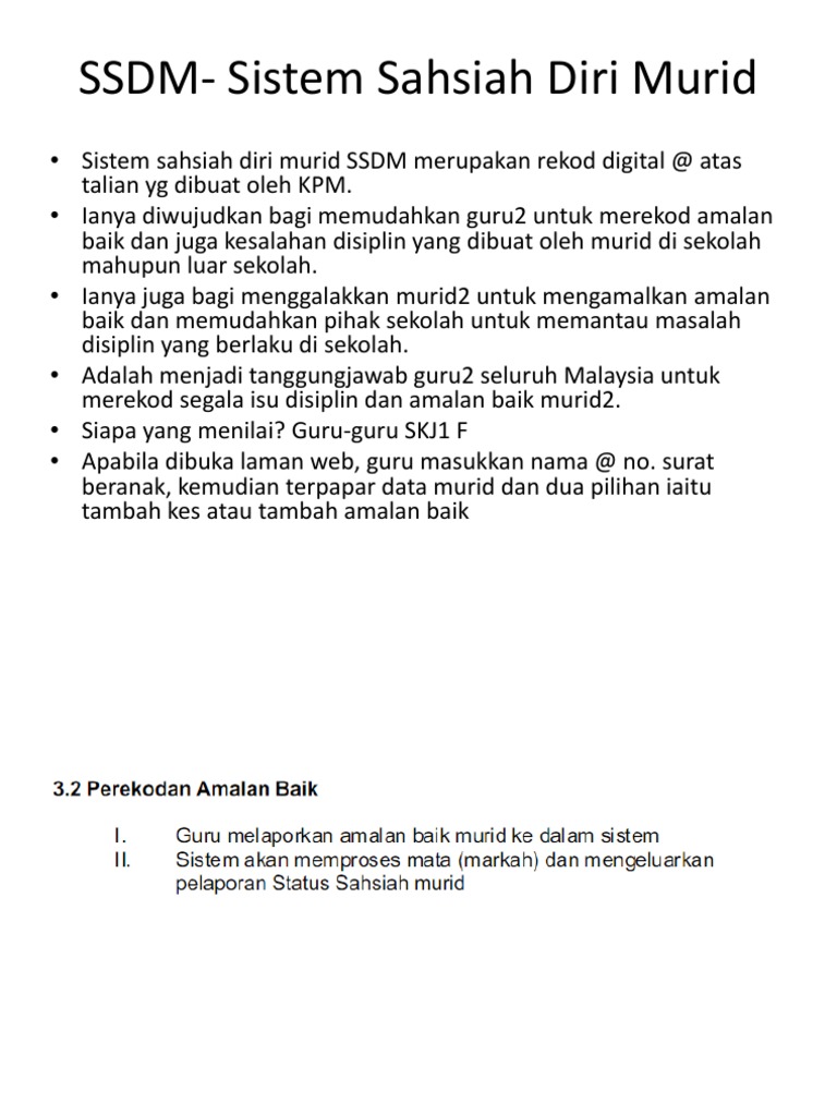 SSDM - Sistem Sahsiah Diri Murid | PDF