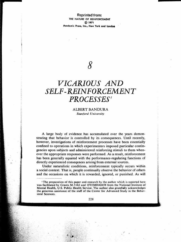 Vicarious and Self-Reinforcement Process PDF | PDF