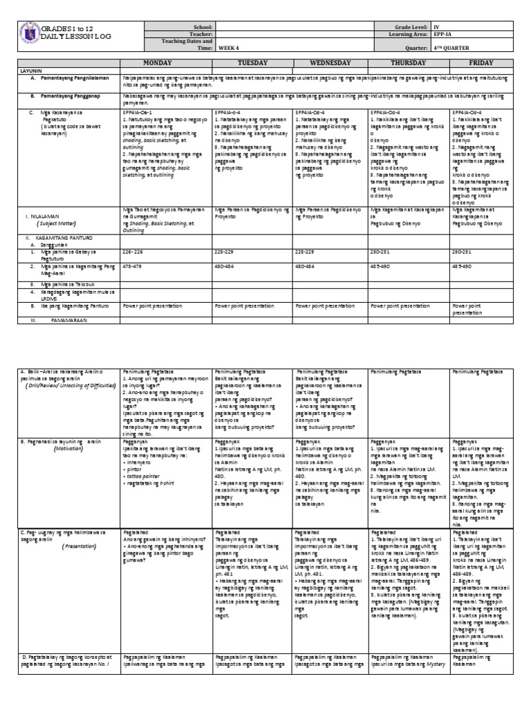 Grade 4 DLL EPP 4 Q4 Week 4 | PDF