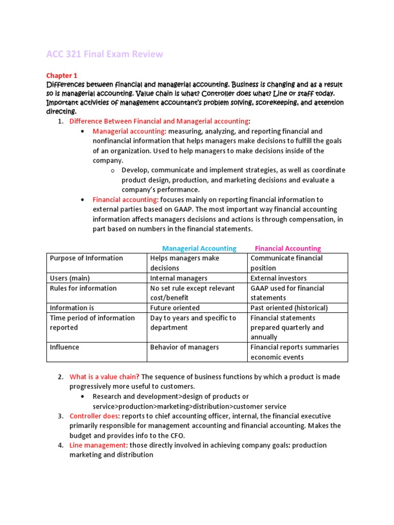 ACC 321 Final Exam Review | PDF | Cost Of Goods Sold | Management ...