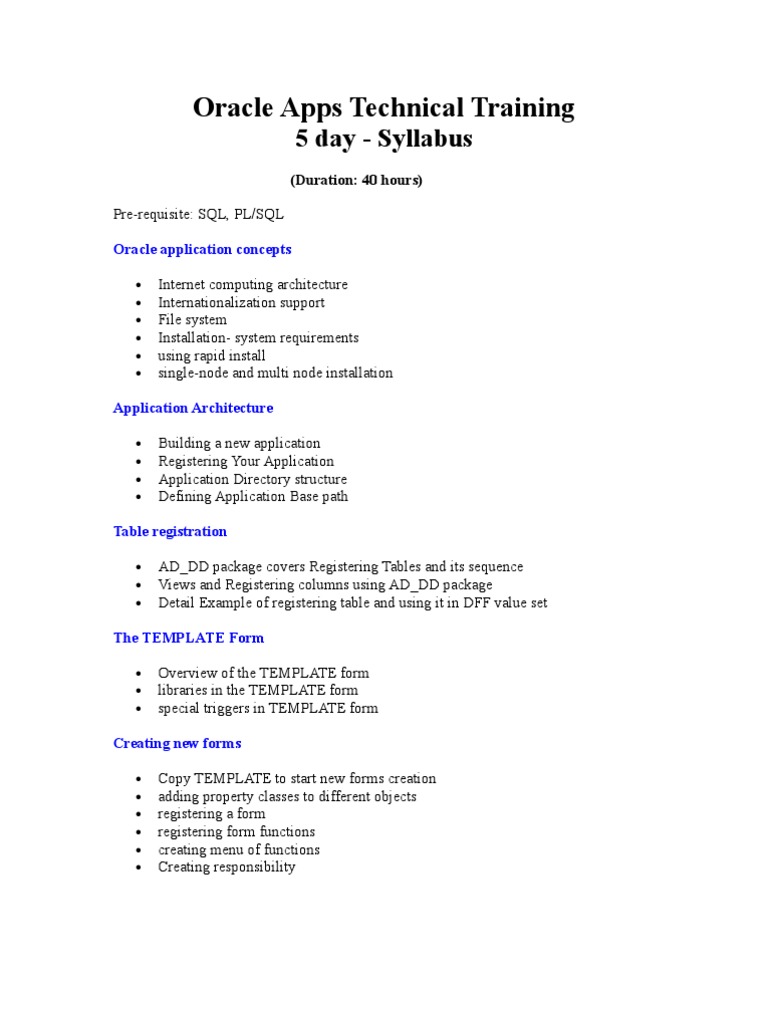 Oracle Apps Technical Training | PDF | Pl/Sql | Application Software