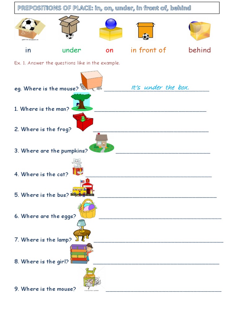 Prepositions of Place Worksheet for Kids | PDF