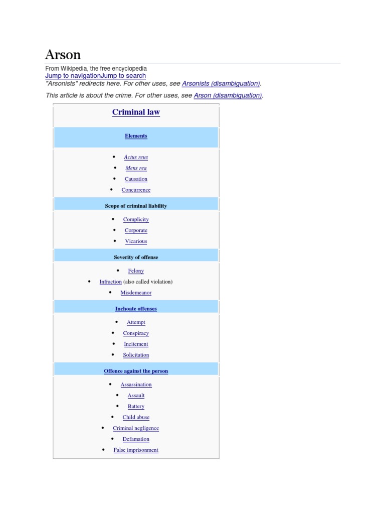 Arson and Its Definition | PDF | Arson | Crime & Violence