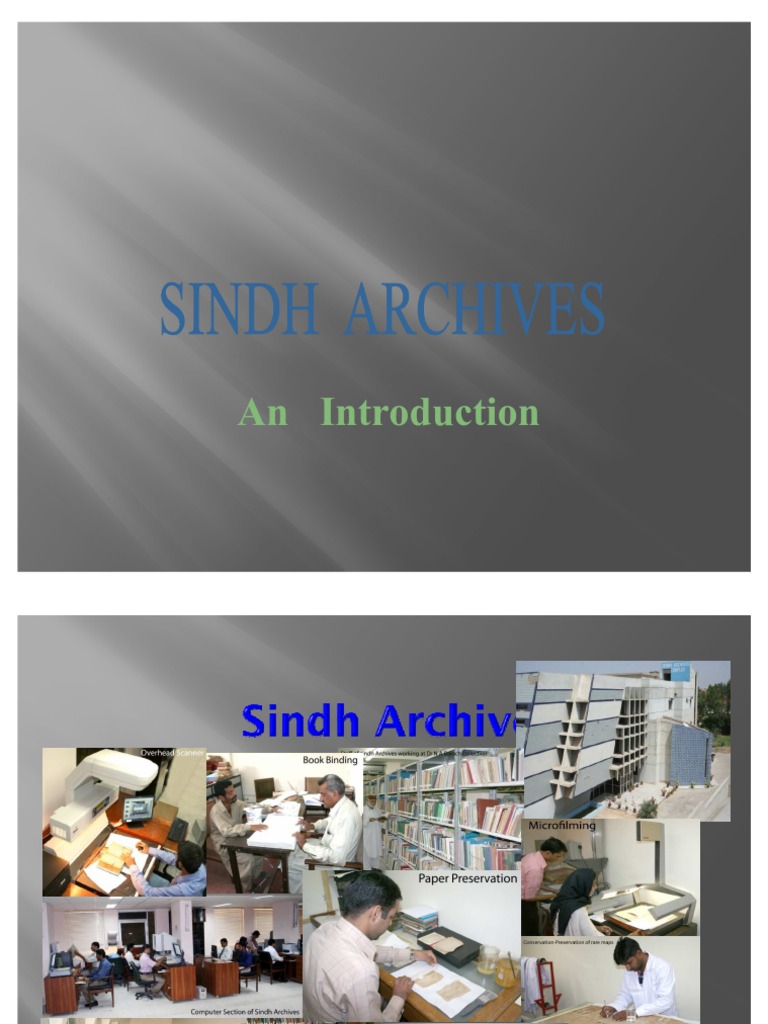Presentation by MR - Iqbal Nafees Khan in Alliance Francis Karachi On Sindh Archives | PDF ...
