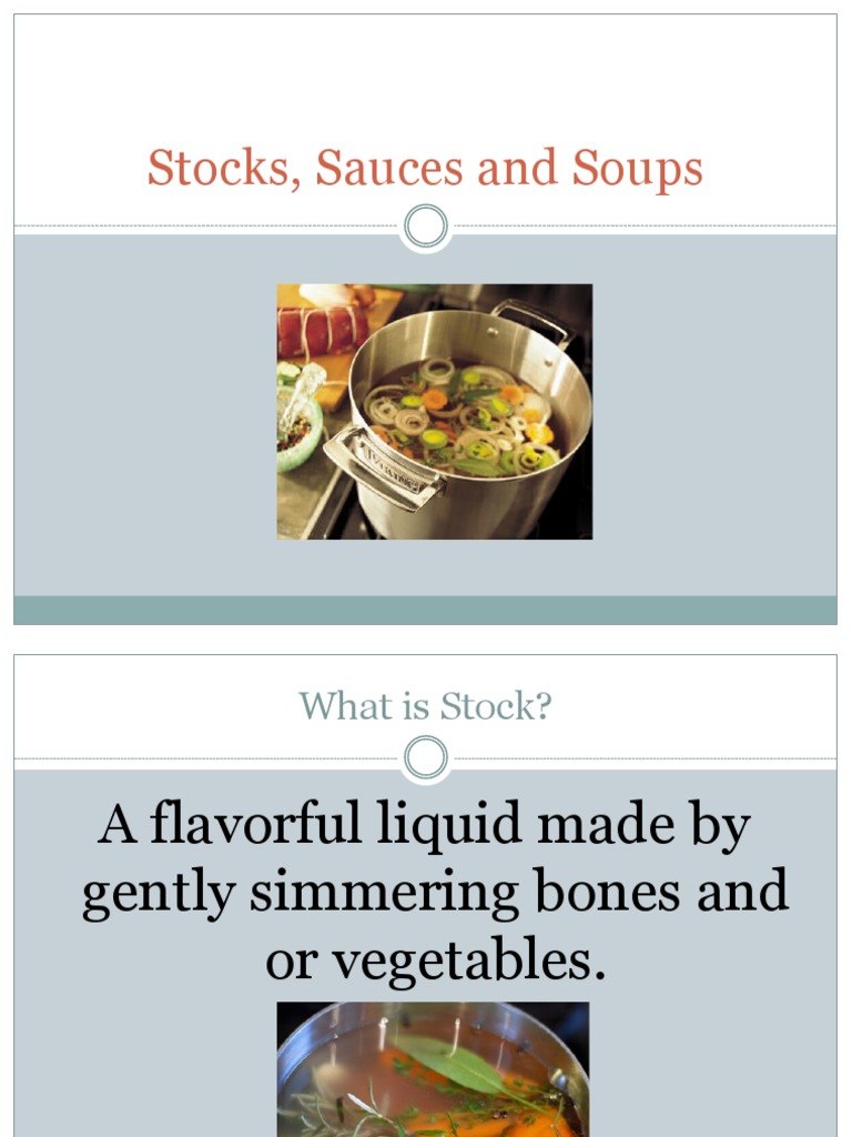 Stock, Sauces, And, Soups - For Cookery 10 | PDF | Cooking, Food & Wine