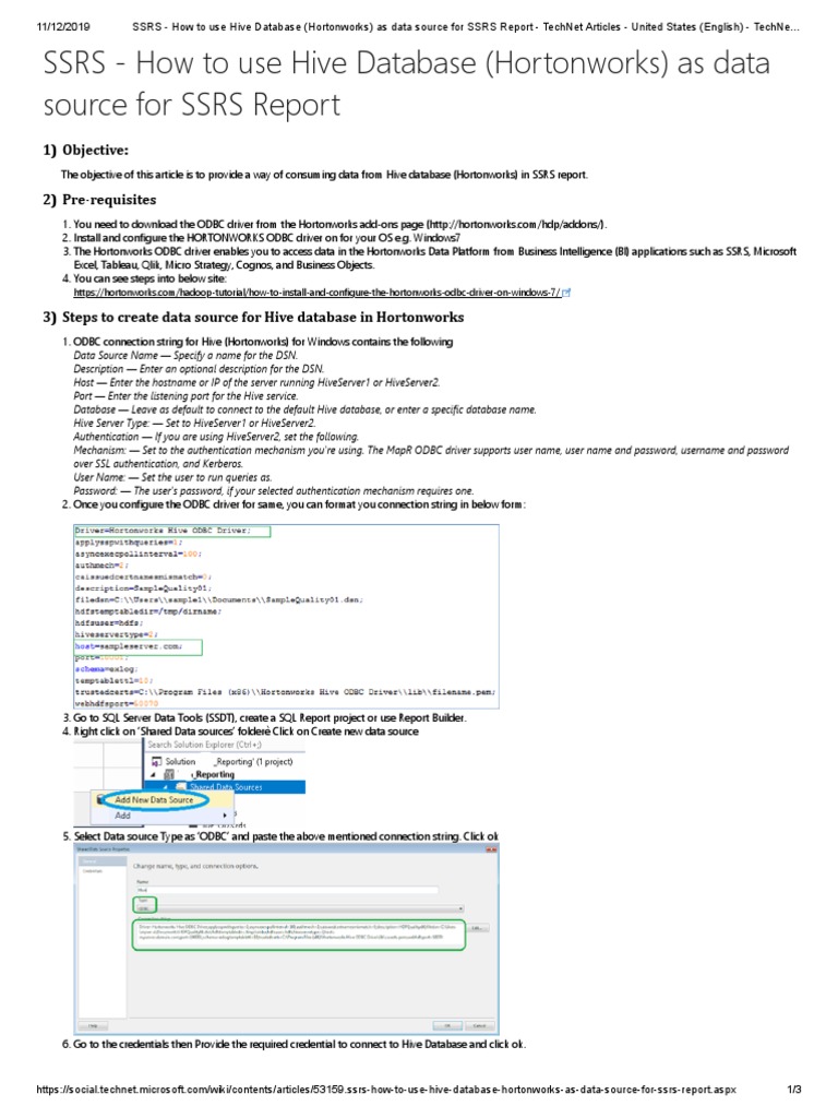 SSRS - How To Use Hive Database (Hortonworks) As Data Source For SSRS Report - TechNet Articles ...