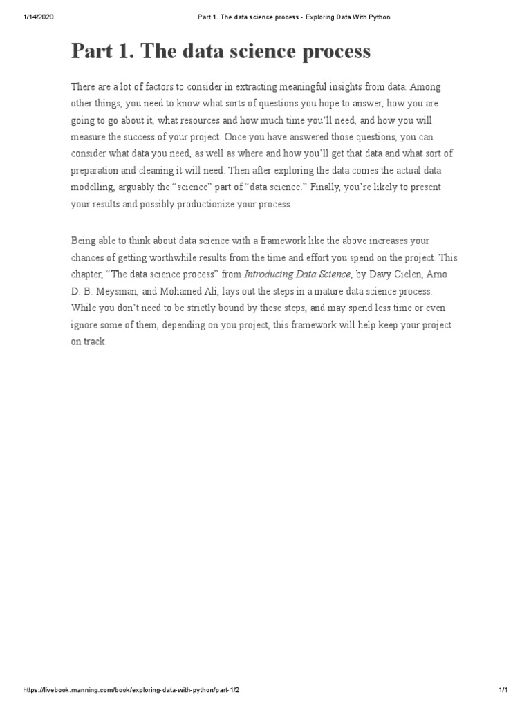 Part 1 - The Data Science Process PDF | PDF
