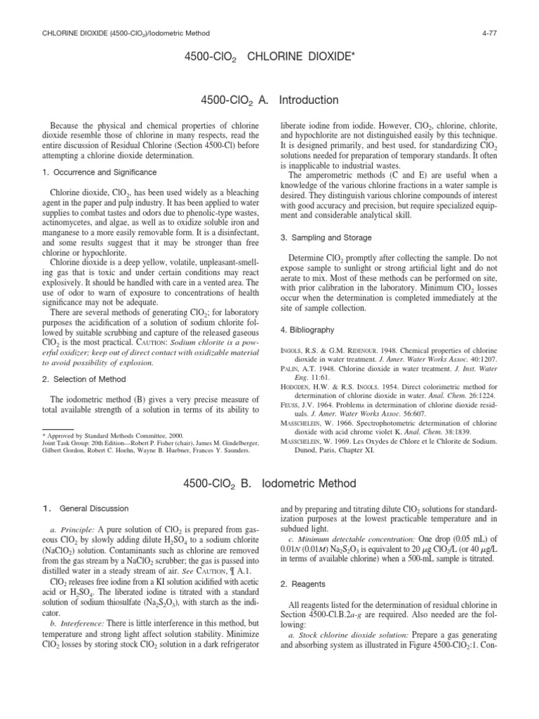4500-ClO2 Chlorine Dioxide (2000) | PDF | Titration | Chemistry