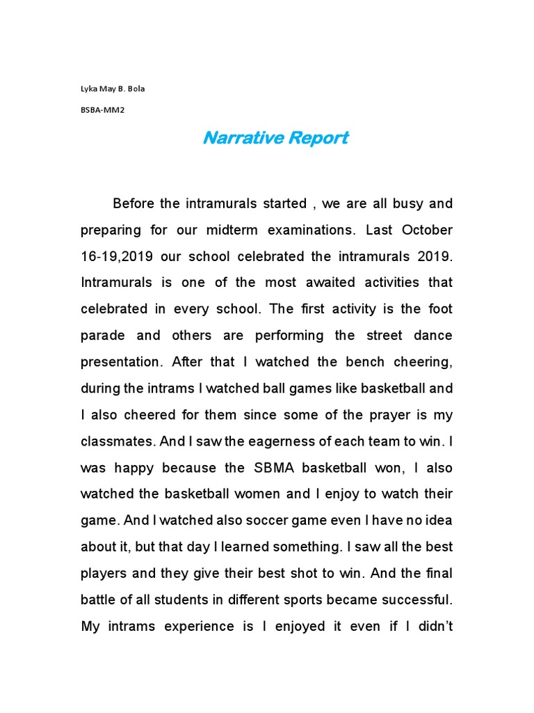 My Intramurals Experience Narrative | PDF