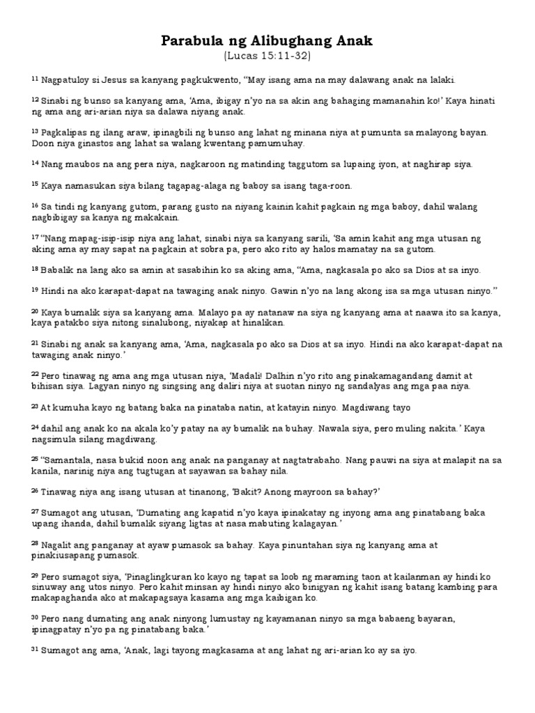 Parabula NG Alibughang Anak | PDF