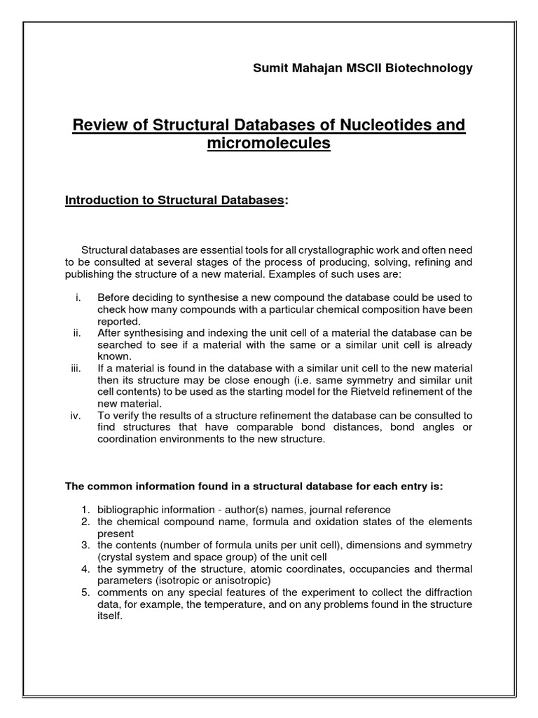 Introduction To Structural Databases | PDF | Protein Domain | Protein Structure