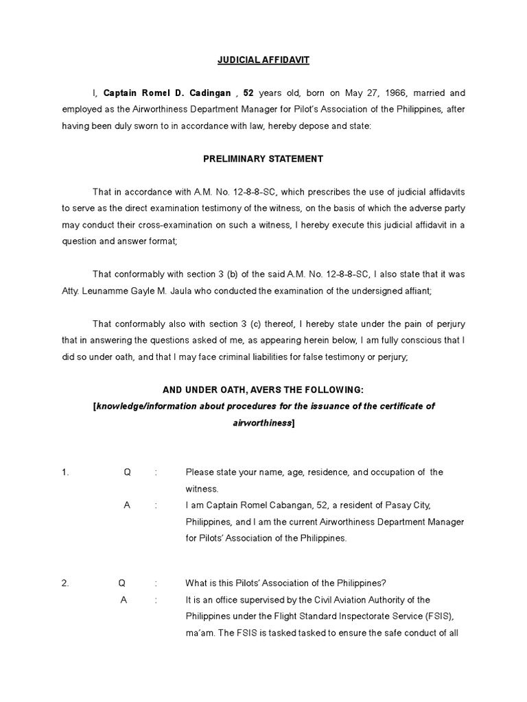 Ja Expert Witness | PDF | Affidavit | Aviation