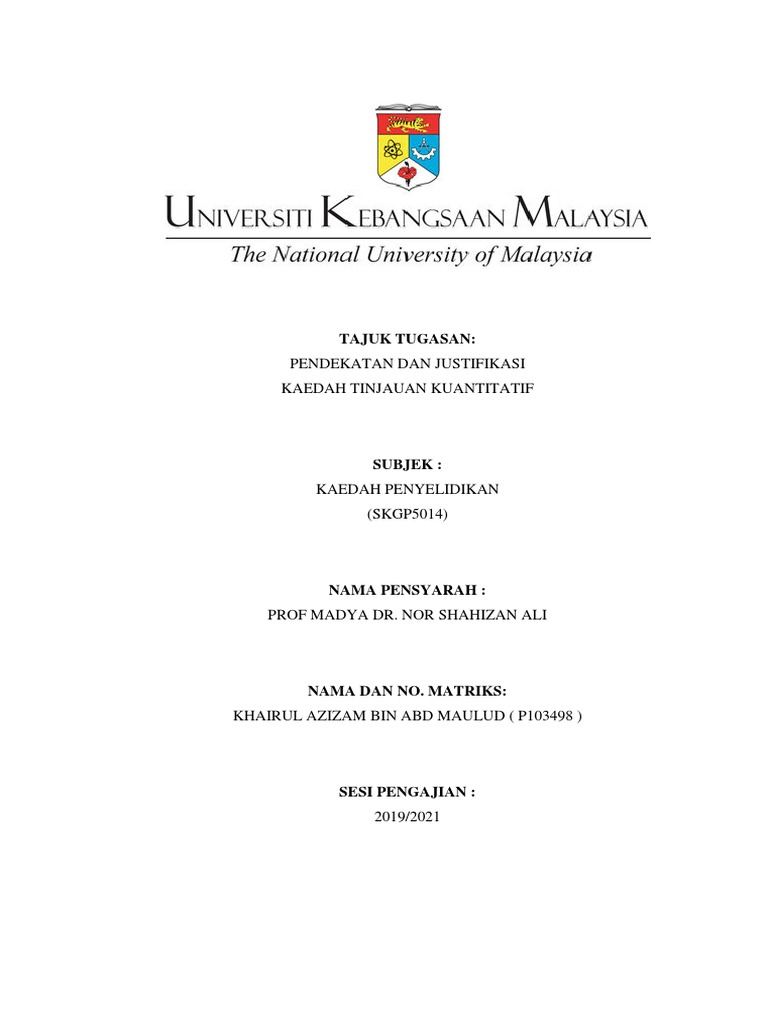 Assignment Kaedah Tinjauan PDF | PDF