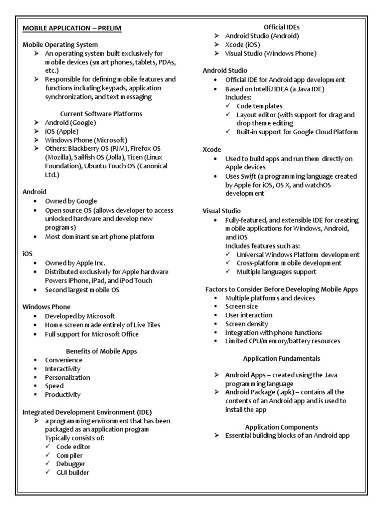 Mobile Application - Prelim | PDF | Android (Operating System) | Mobile App
