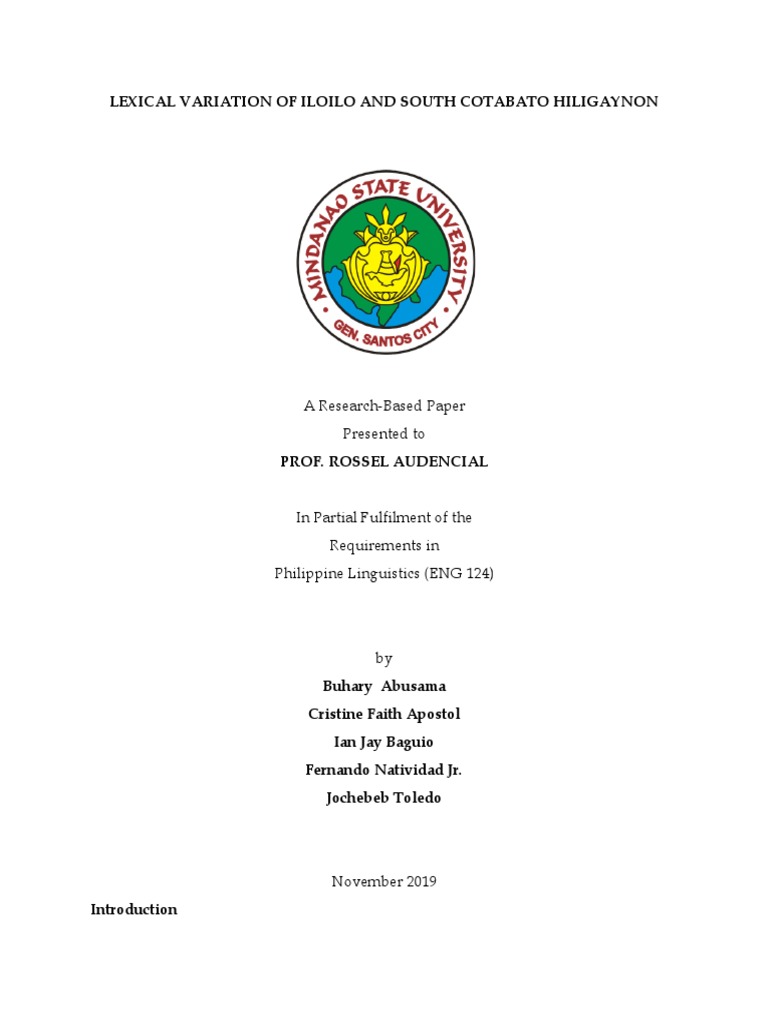 Lexical Variation of Iloilo and South Cotabato Hiligaynon | PDF ...