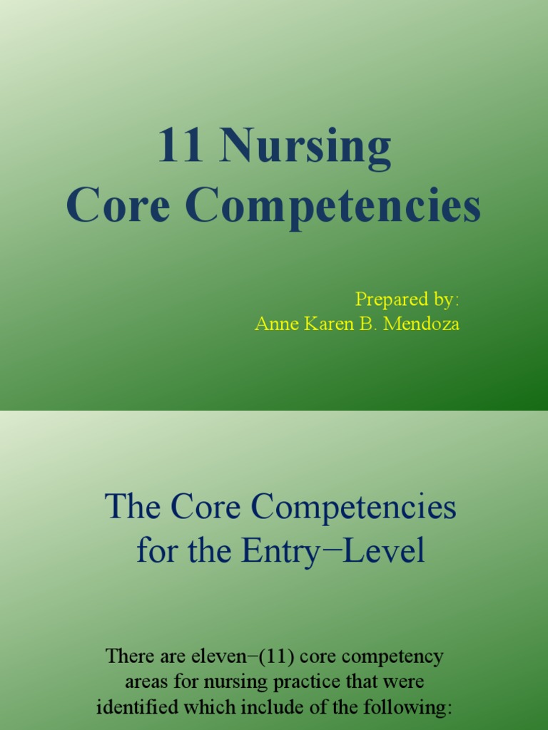 11 Core Competencies for Entry-Level Nursing Practice | PDF ...
