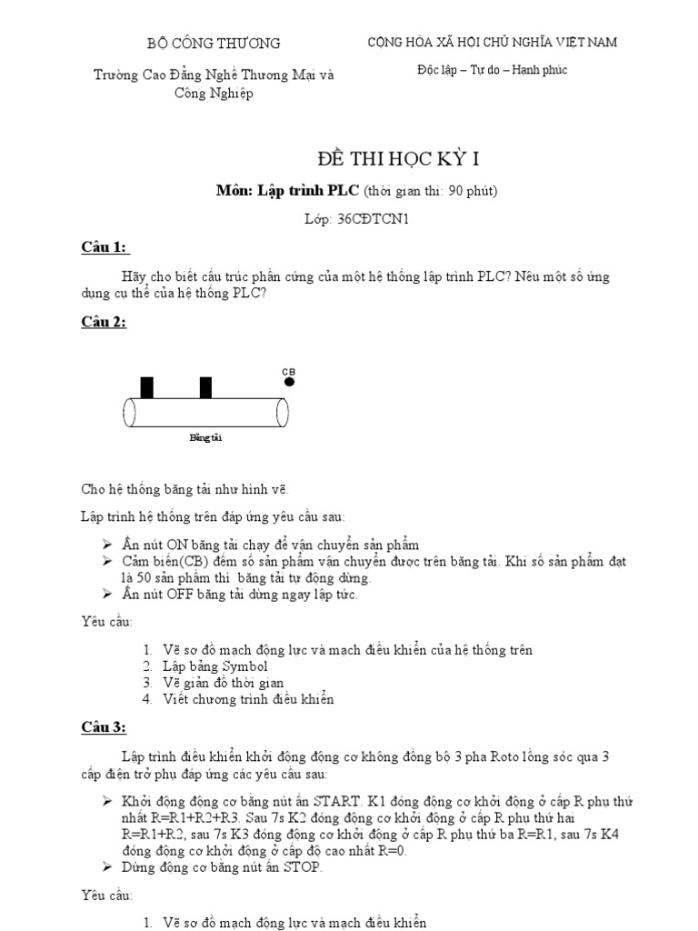 De Thi PLC Lop 36dtcn1 | PDF