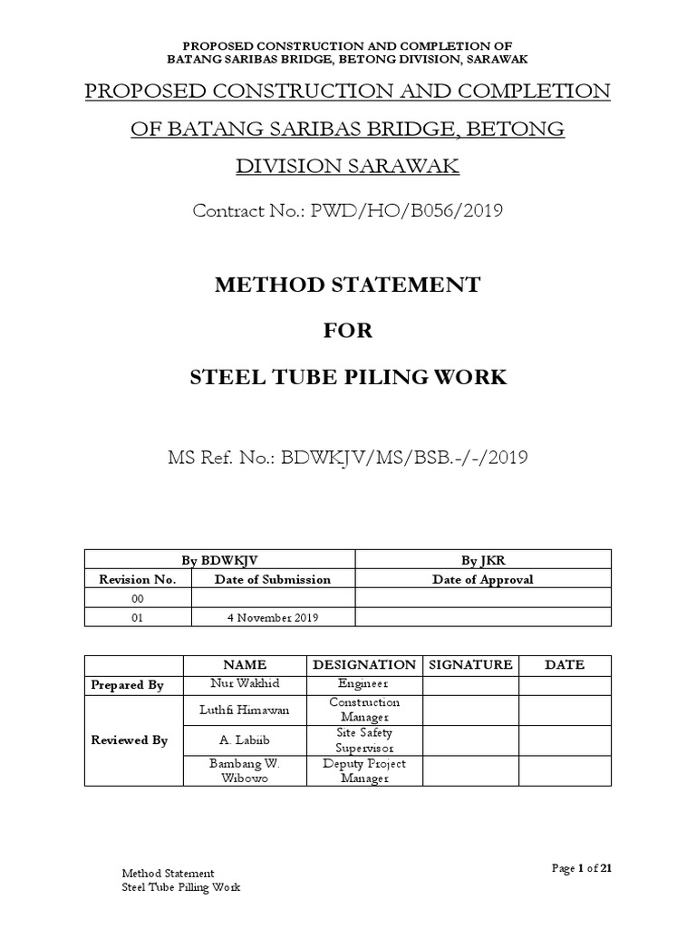 Method Statement - Tube Pilling Work | PDF | Deep Foundation | Pipe ...