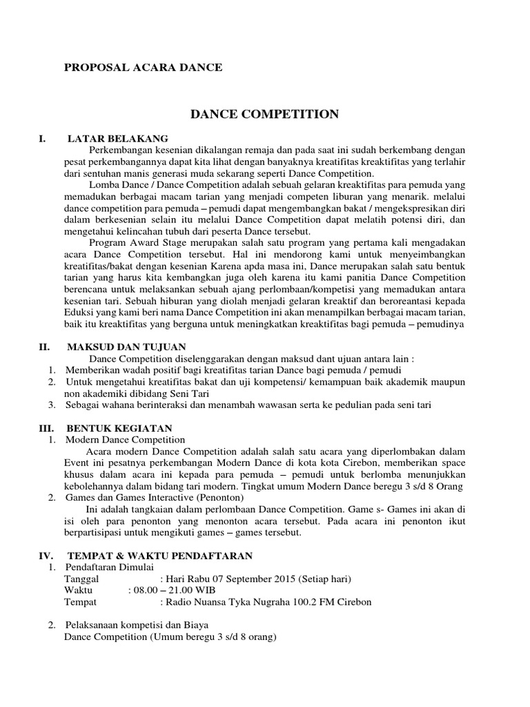 Contoh Proposal Acara Dance | PDF